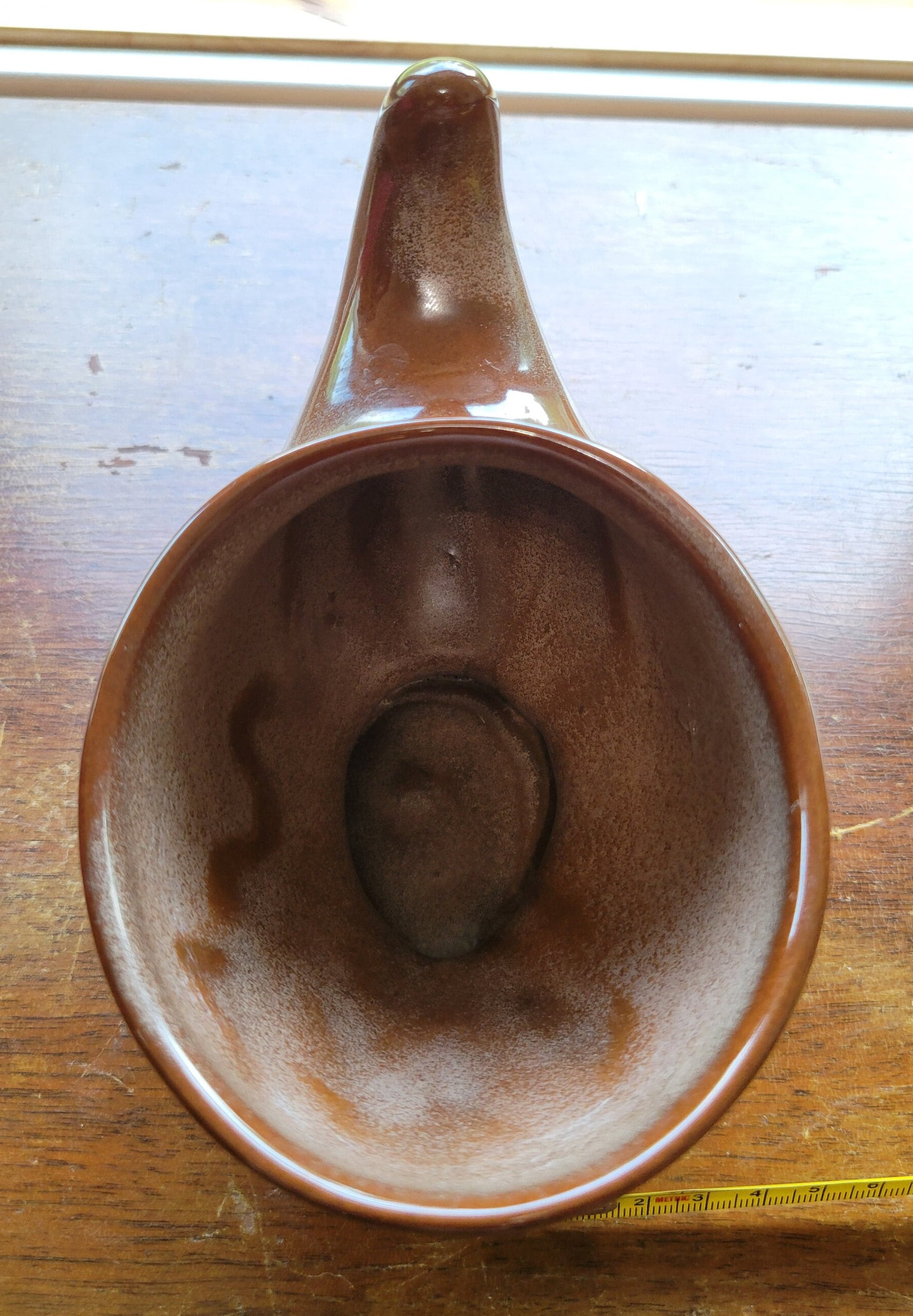 Vintage FRANKOMA Pottery Cornucopia Vase – Brown Glaze, Seashell Footed ...