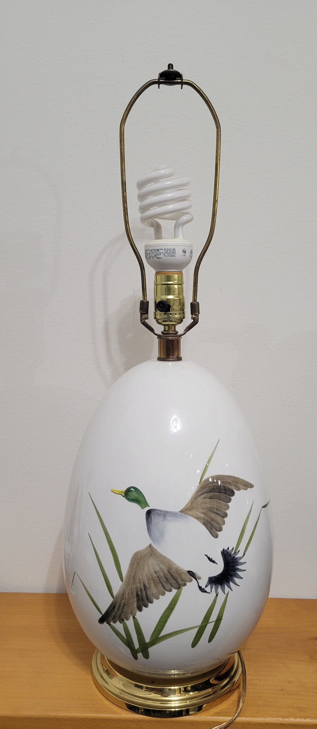 Vintage Ethan Allen Ceramic Egg Mallard Duck Lamp Hand Crafted in Italy ...