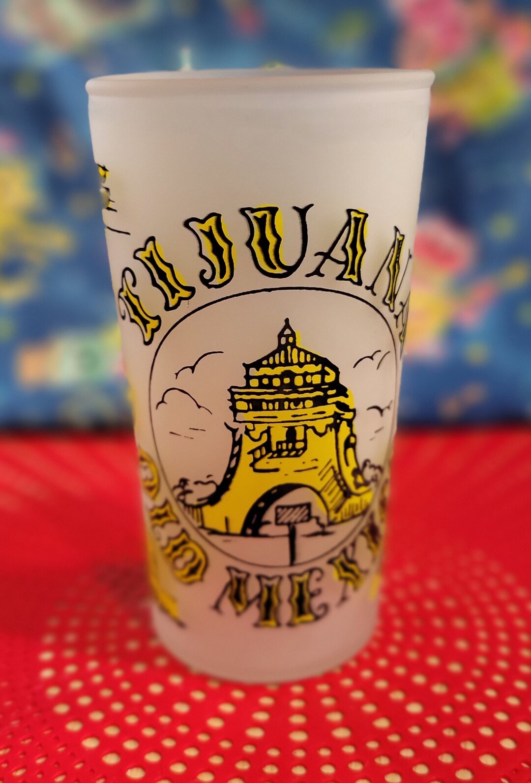 Vintage Frosted Tijuana Old Mexico Commemorative Drinking Glass, 1960's ...