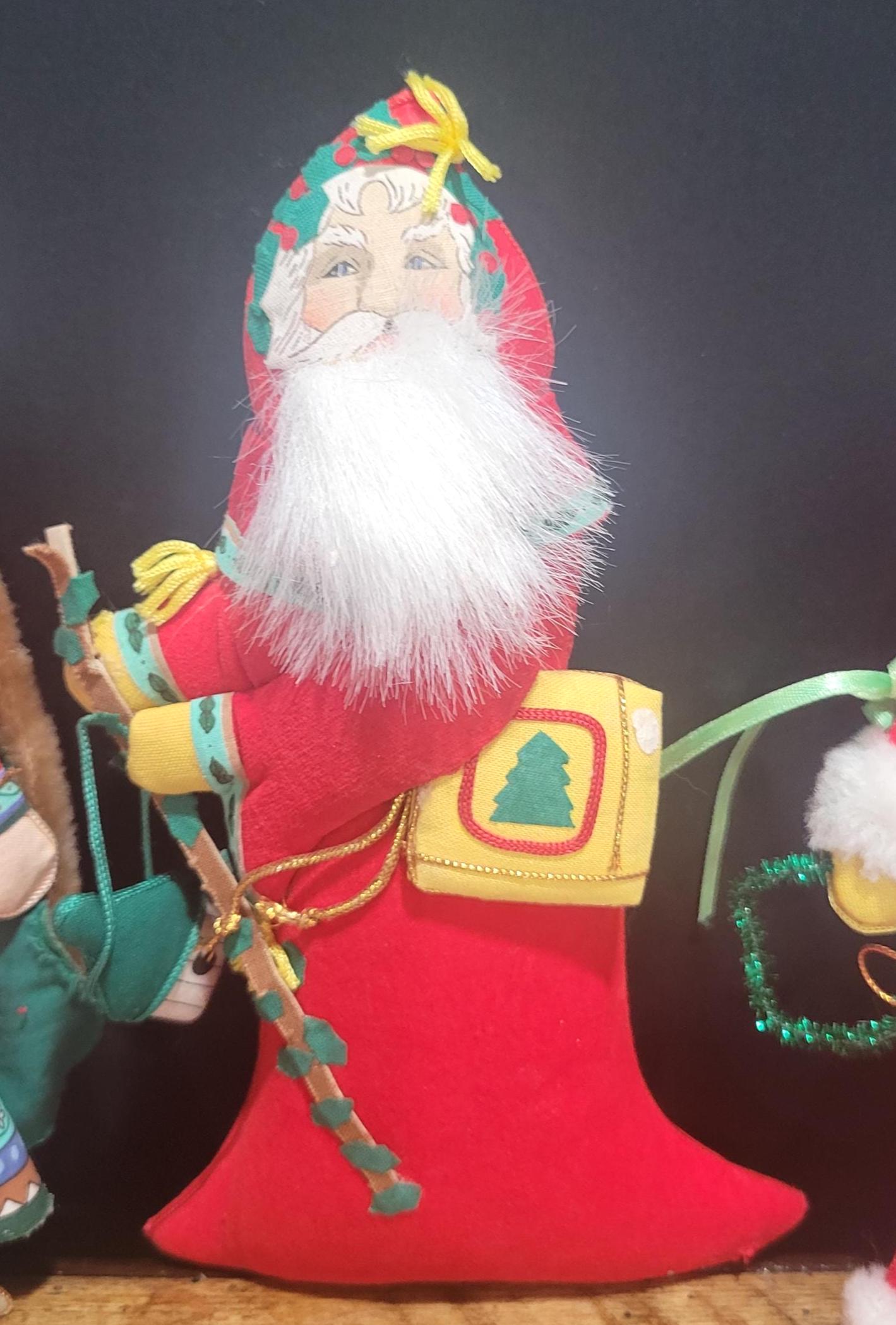 Vintage Fabric Santa Claus Figurines: Set of Three, 8" Ornaments - Etsy