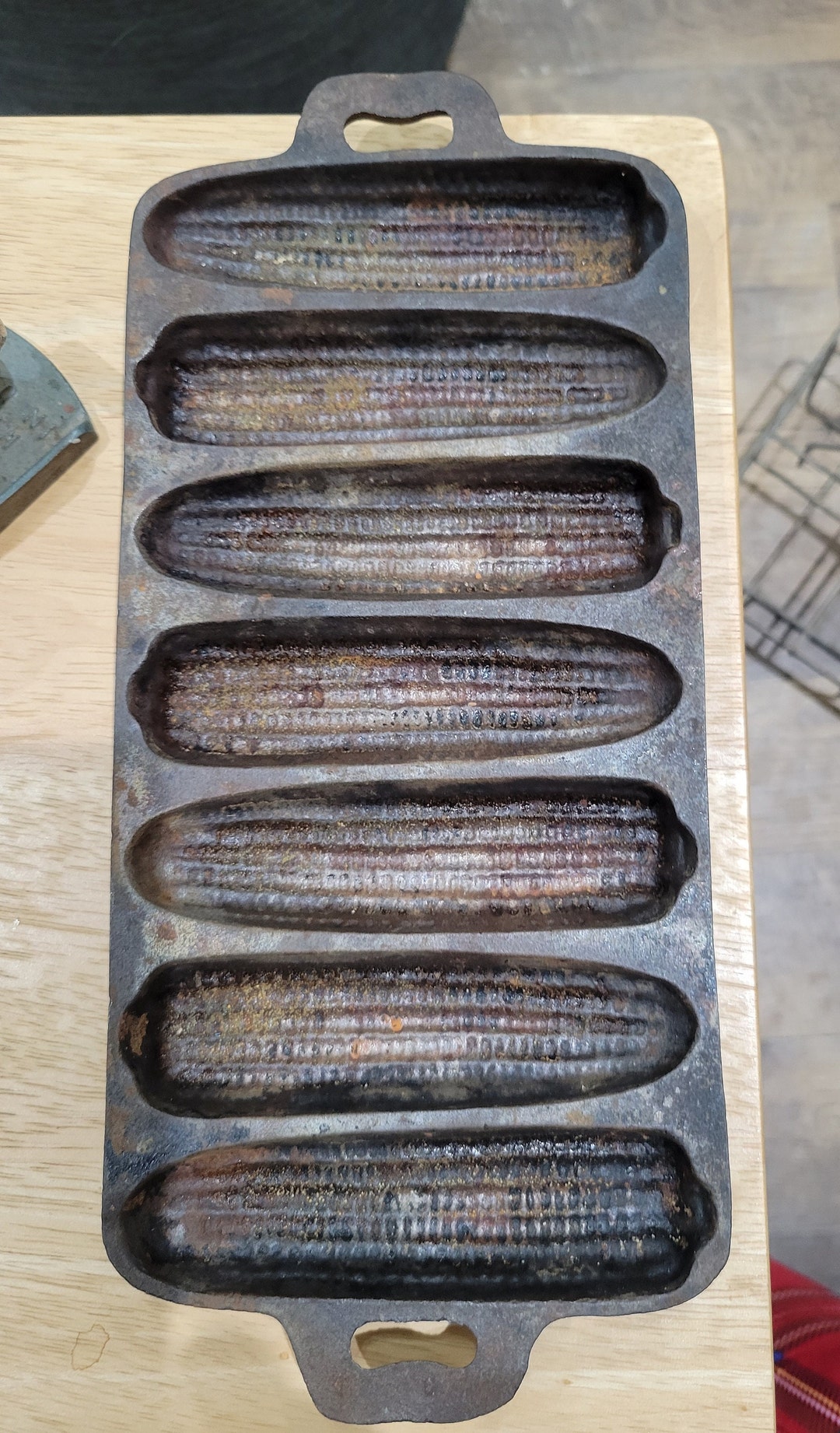 Antique Cast Iron Cornbread Muffin Corn Mold Baking Pan - Etsy