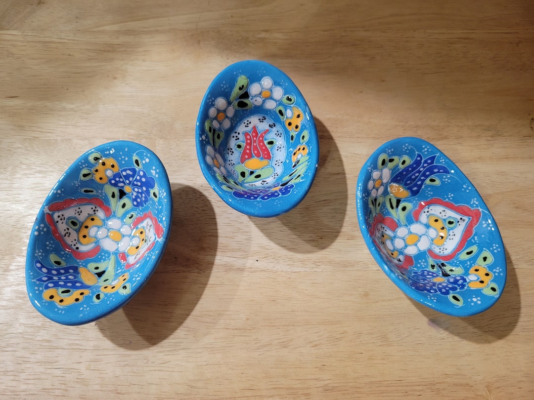 Set of Three Small Tidbit Bowls, Collectible Mini Trinket Ceramic Hand ...