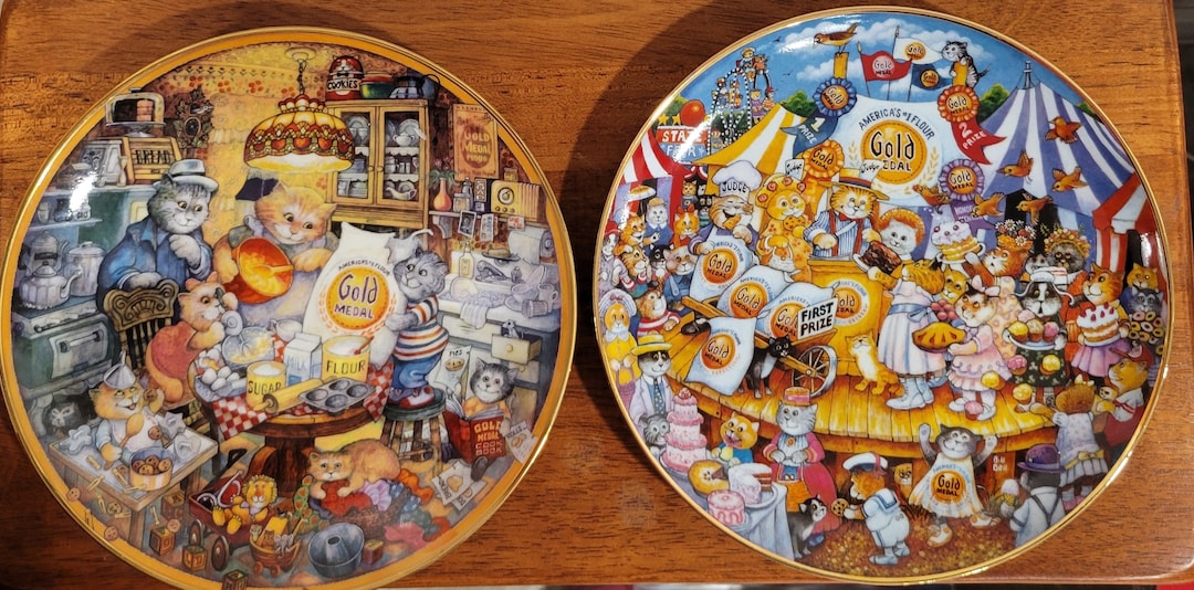 Vintage Set of 2 Franklin Mint Cat Holiday Themed Plates by Bill Bell ...