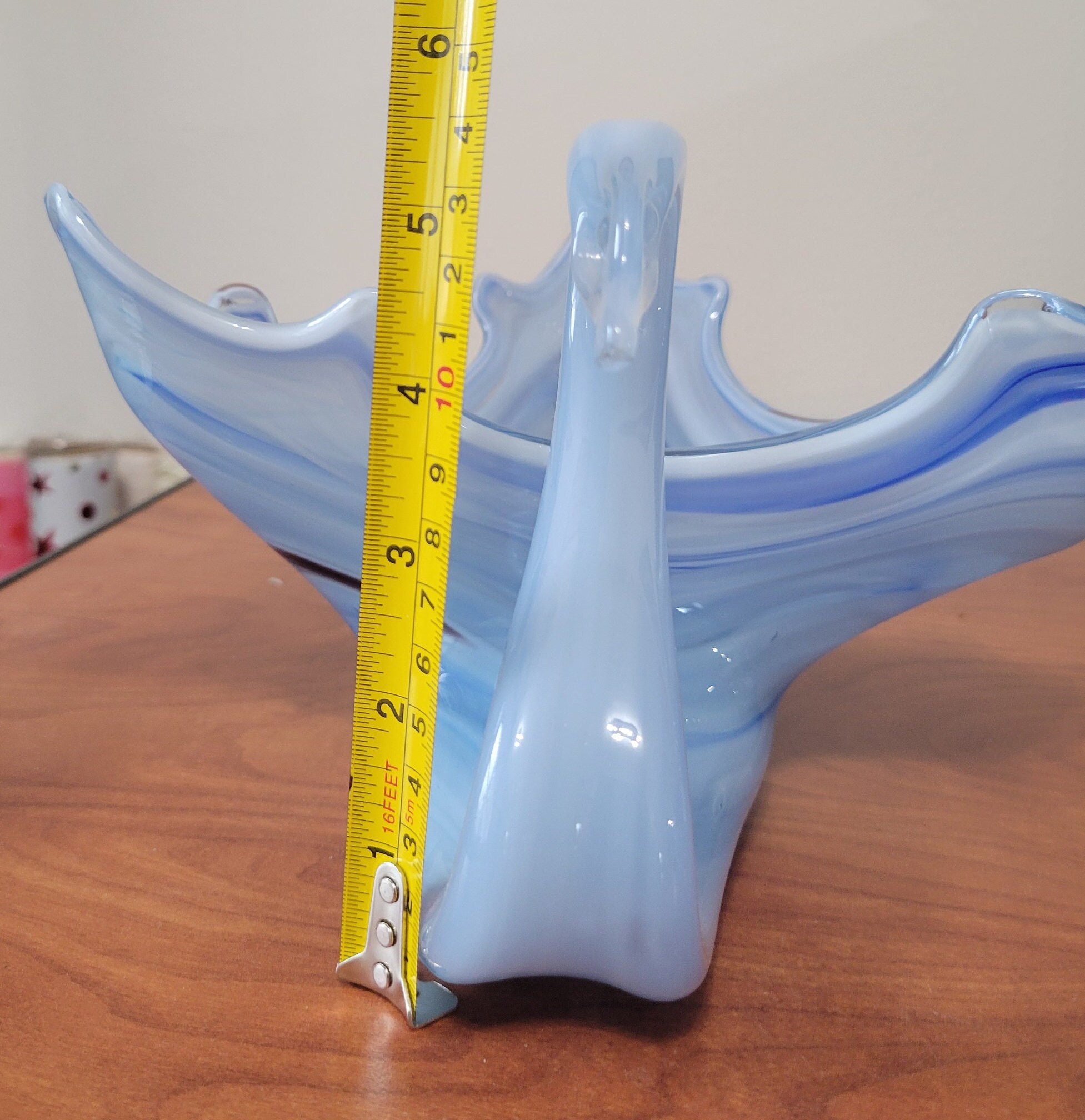 Vintage Ozark Sooner Art Glass Swan Figurine, Blue and White ...