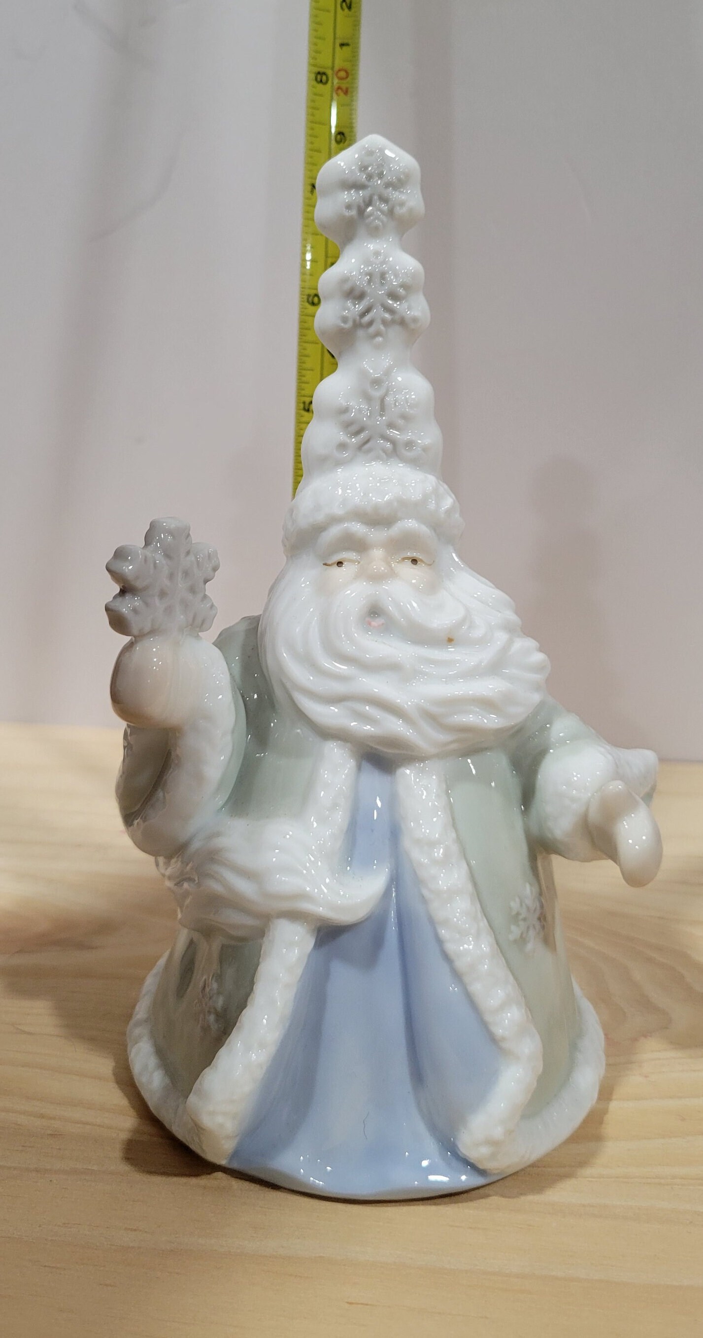 Vintage Ceramic Santa Figurine, Light Blue Christmas Decor, Holiday ...
