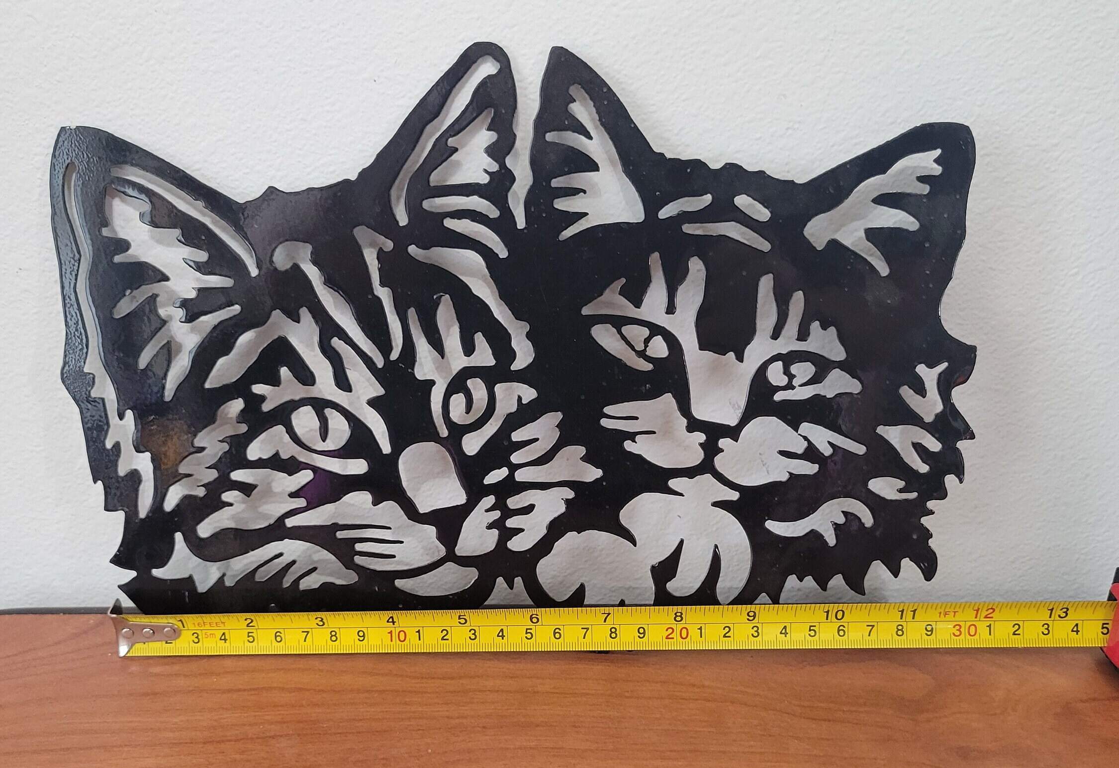 Metal Double Cat Head Sign, Laser Cut Wall Art - Etsy