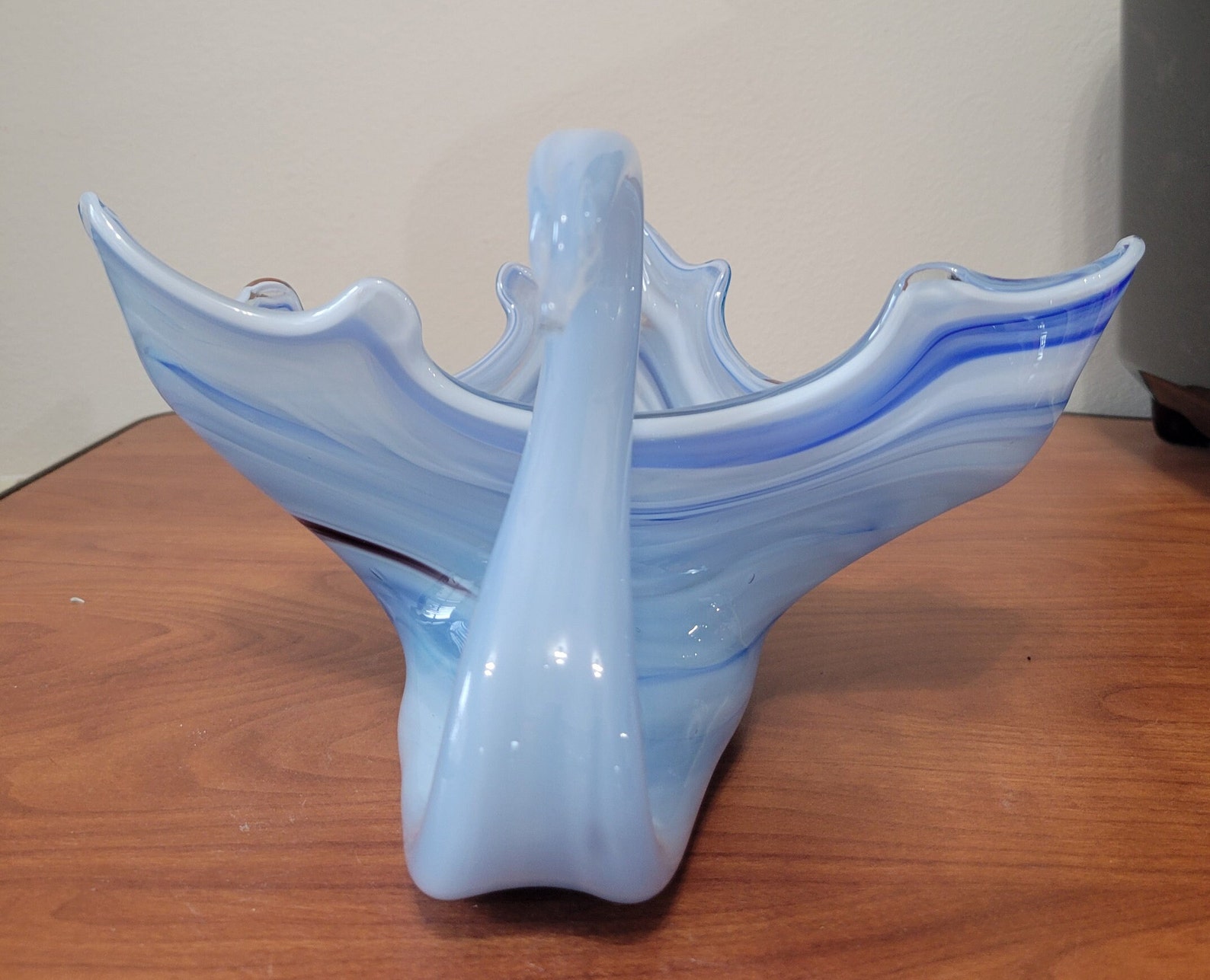 Vintage Ozark Sooner Art Glass Swan Figurine, Blue and White ...