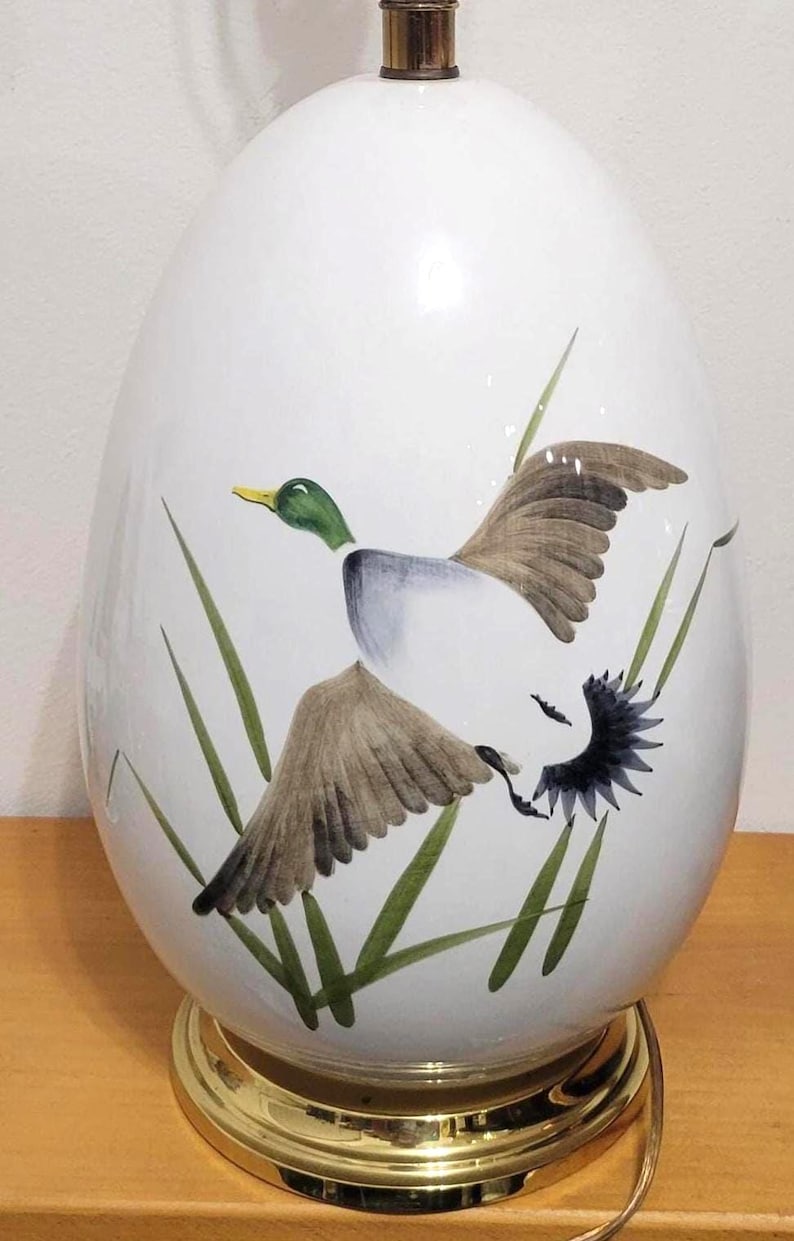 Vintage Ethan Allen Ceramic Egg Mallard Duck Lamp Hand Crafted in Italy ...