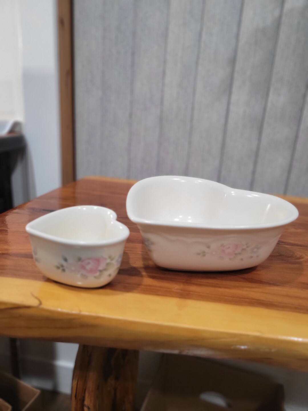 Vintage Pfaltzgraff TEA ROSE Heart Shaped Bowl Set, Large and Small Tea ...