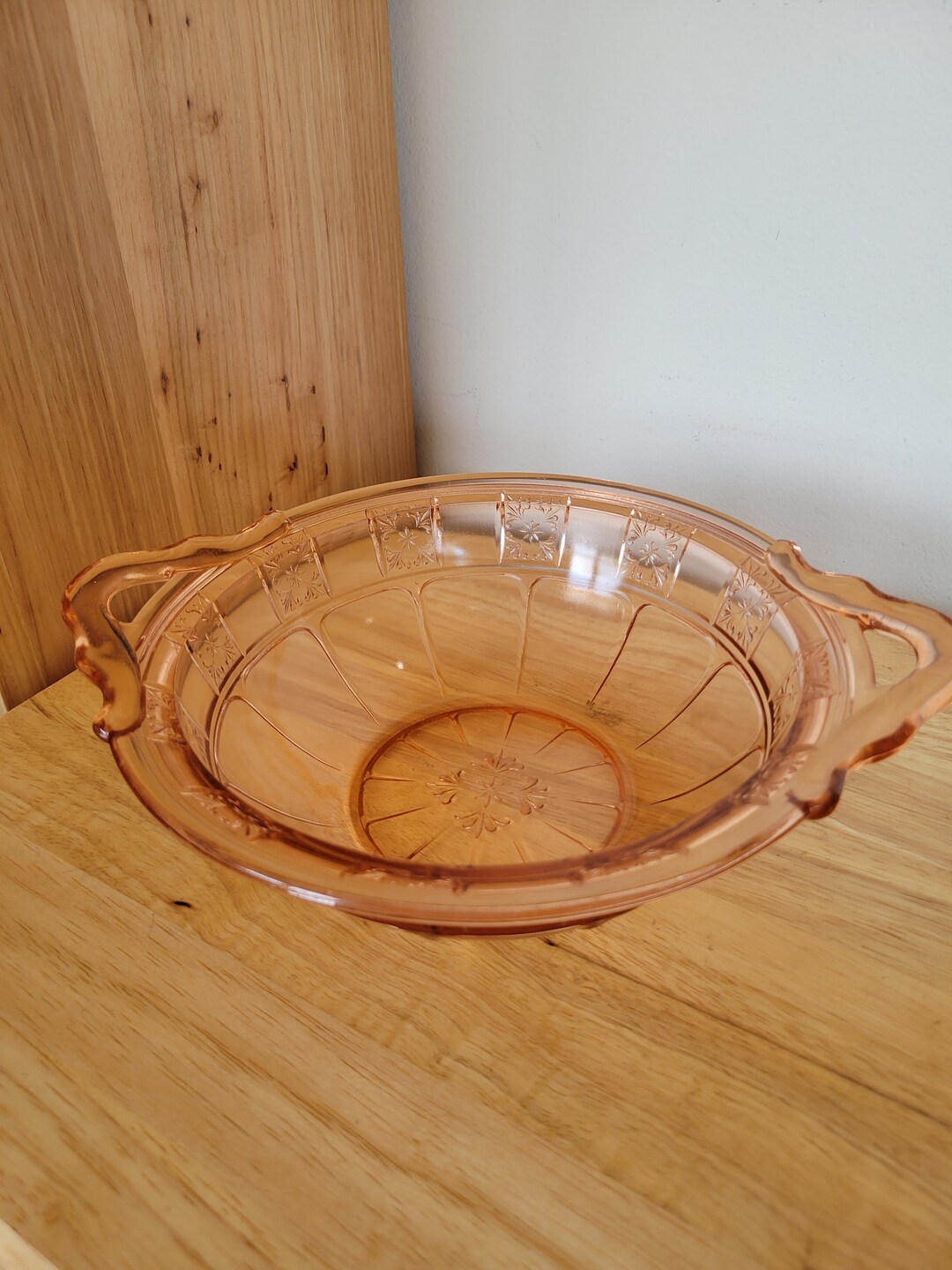 Depression Era Pink Clear Glass Doric 2 Handled Dish - Etsy