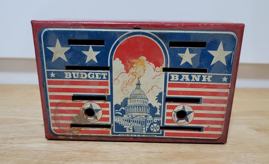 Vintage 1940s Marx Budget Coin Bank Steel Litho US Capital USA Has the ...