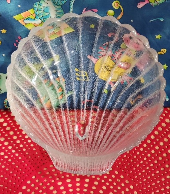 Vintage Frosted Glass Footed Shell Dish Condiment Dish Candy | Etsy