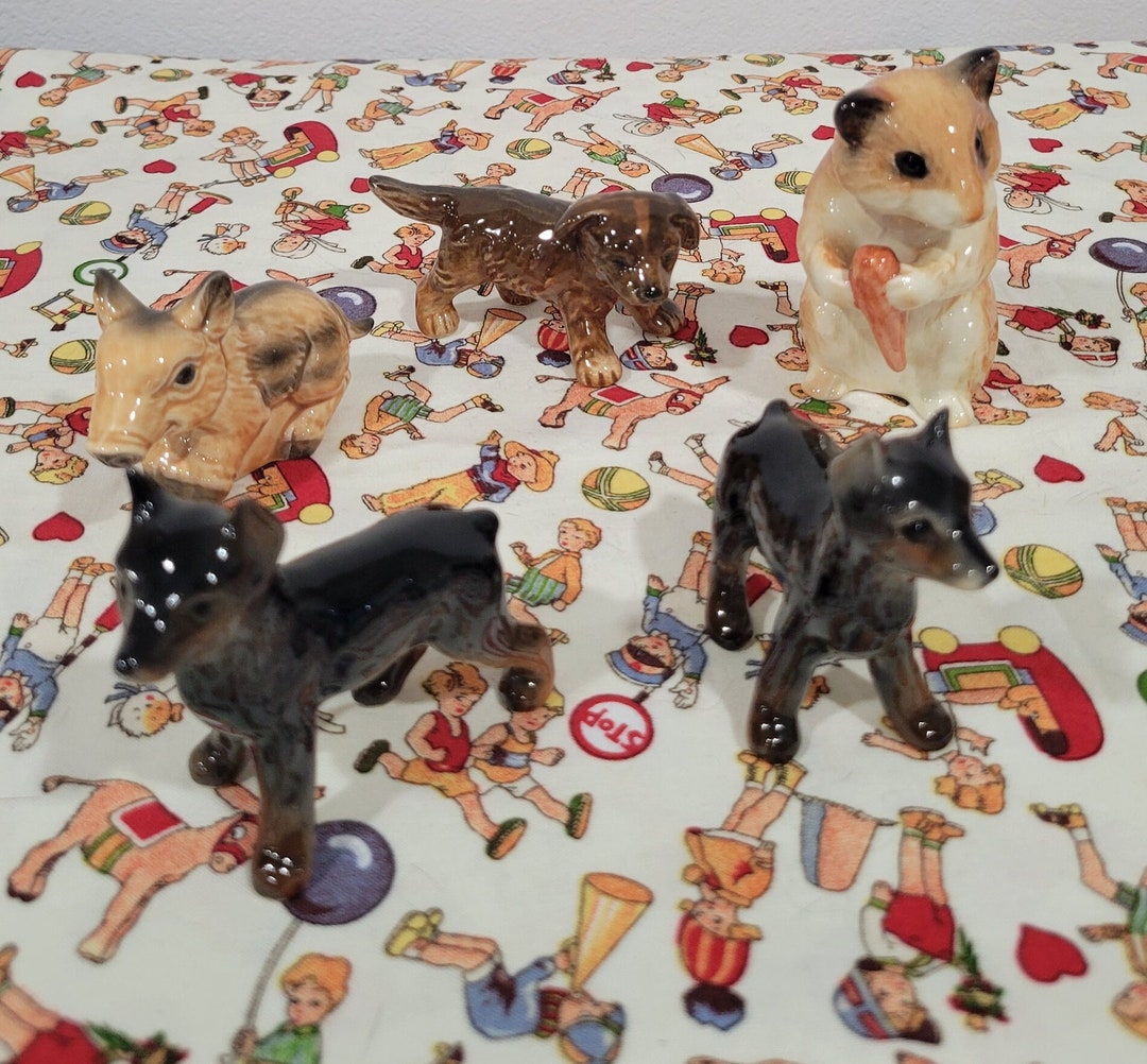 Mixed Set of Goebel Fine China Animals. 2 Doberman Pincers, A Hamster ...