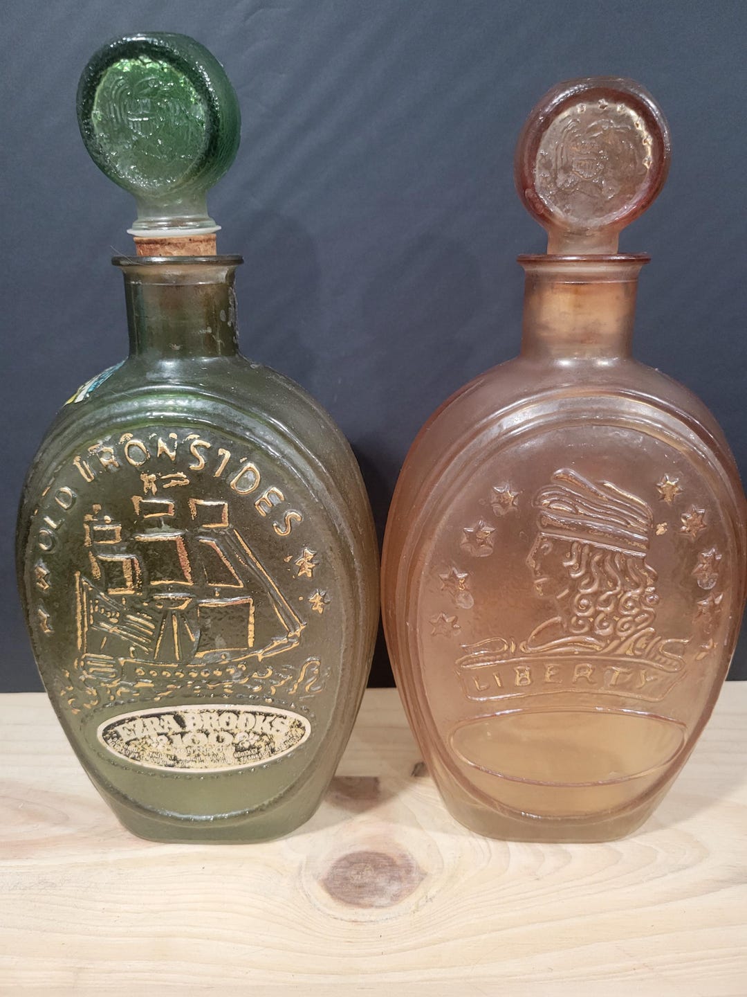 Vintage 1970 Ezra Brooks Liberty Don't Tread on Me Amber Glass Decanter ...