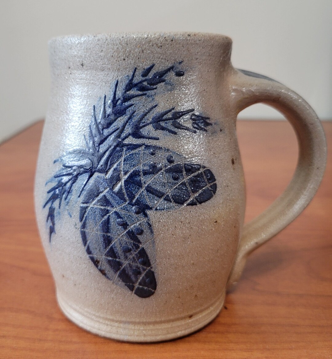 Vintage 1988 Rowe Pottery USA Made Indigo Pine Cone Salt Glazed Hand ...