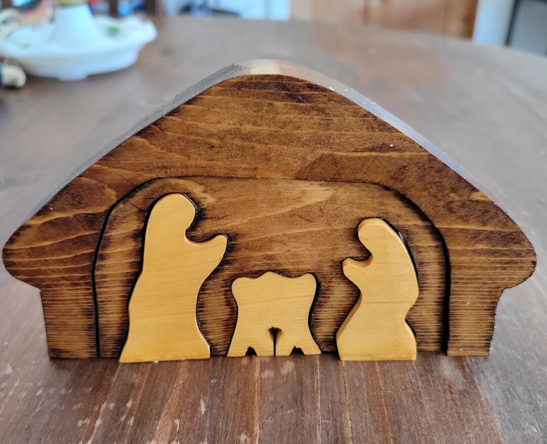 Hand Made Wooden Nativity Puzzle Christmas, Joseph, Mary and Jesus - Etsy