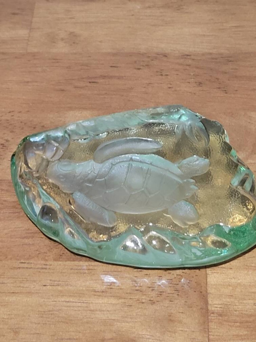 Vintage Green Glass Sea Turtle Display or Paperweight, 4.5" Long, 3 ...
