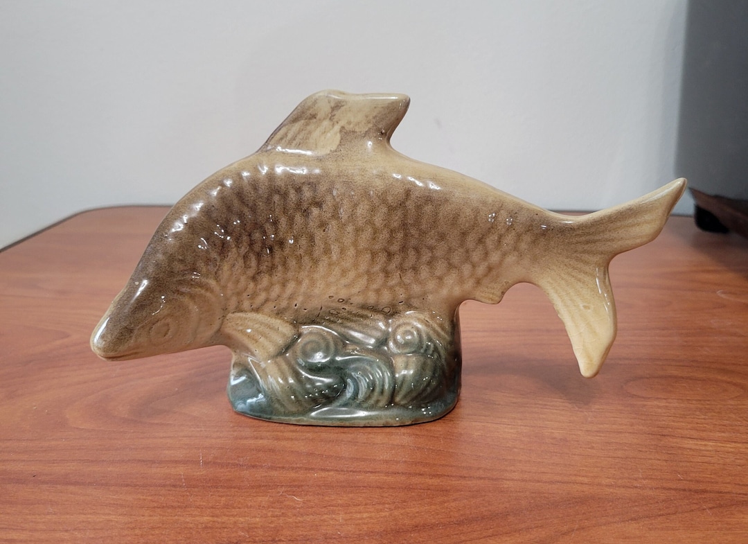 Vintage Ceramic Fish, Brown Carp Bass Perch Ceramic Fish, Brazil ...