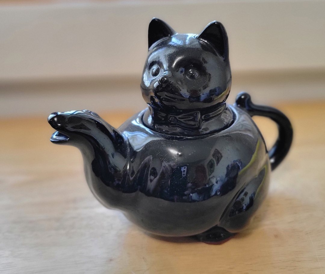 Vintage Black Cat Ceramic Teapot Redware Shafford Pottery 1950's ...