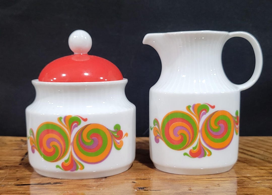 Vintage Kaiser West Germany Creamer & Sugar Bowl Set, Retro Multicolor ...