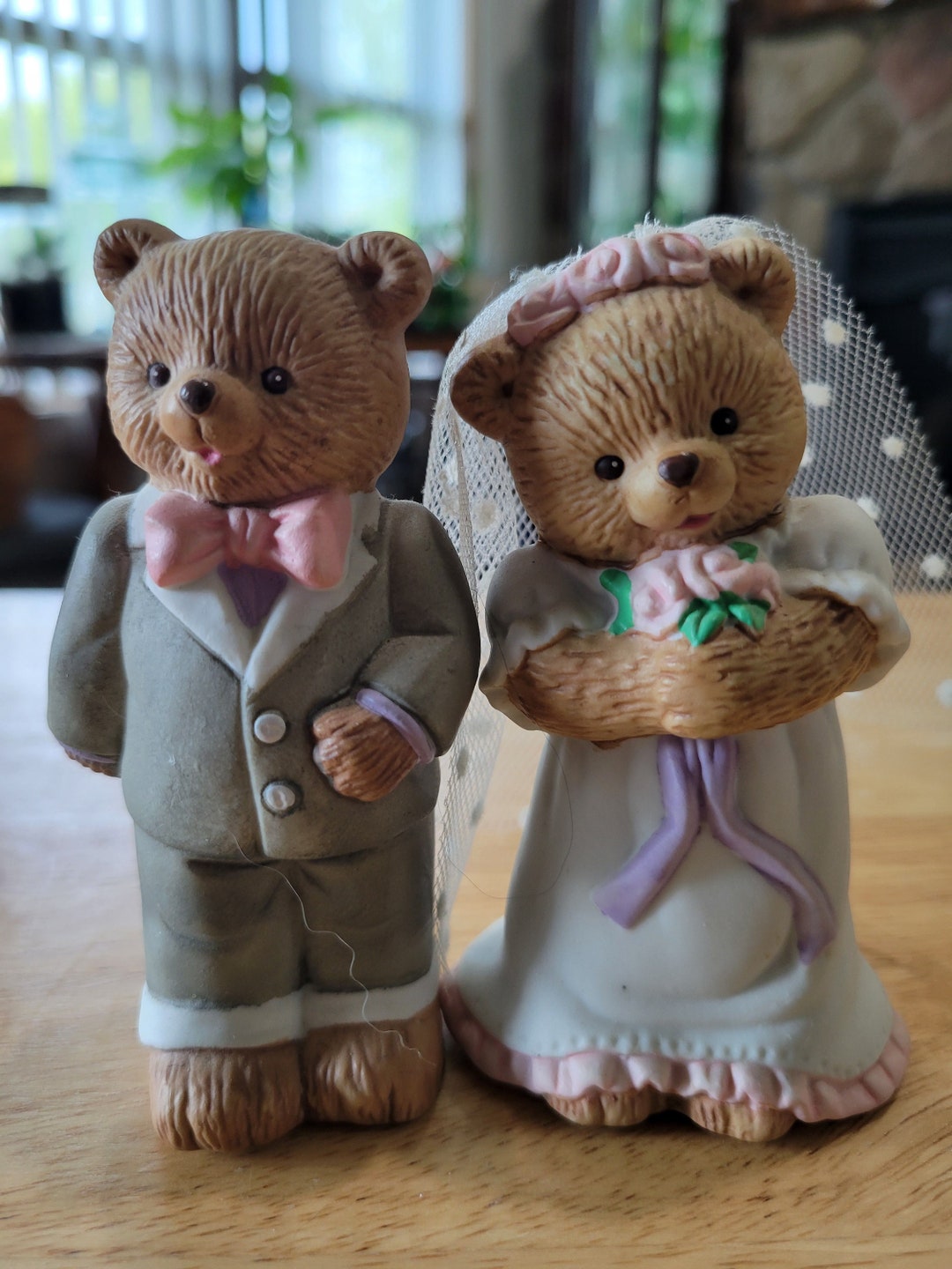 Vintage Russ Wedding Bridal Shower Cake Topper Teddy Bear Bride and ...