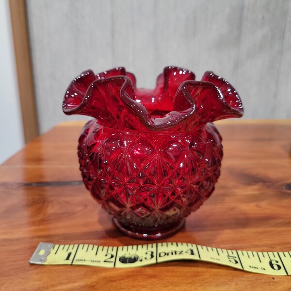 Fenton Red Candy Dish - Etsy
