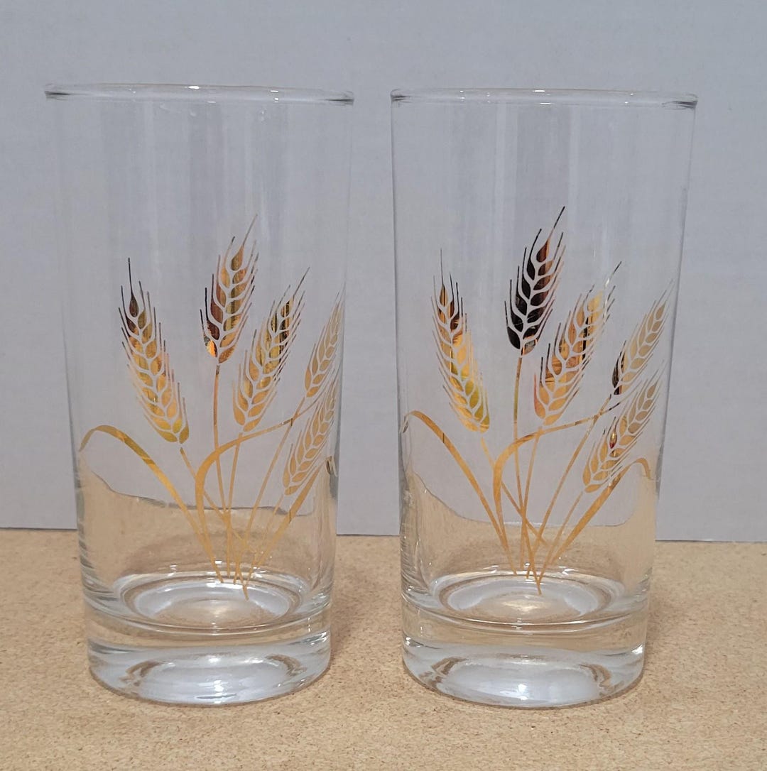 Vintage Golden Wheat Glasses, 22K Gilt, Set of 2, 10 Oz - Etsy