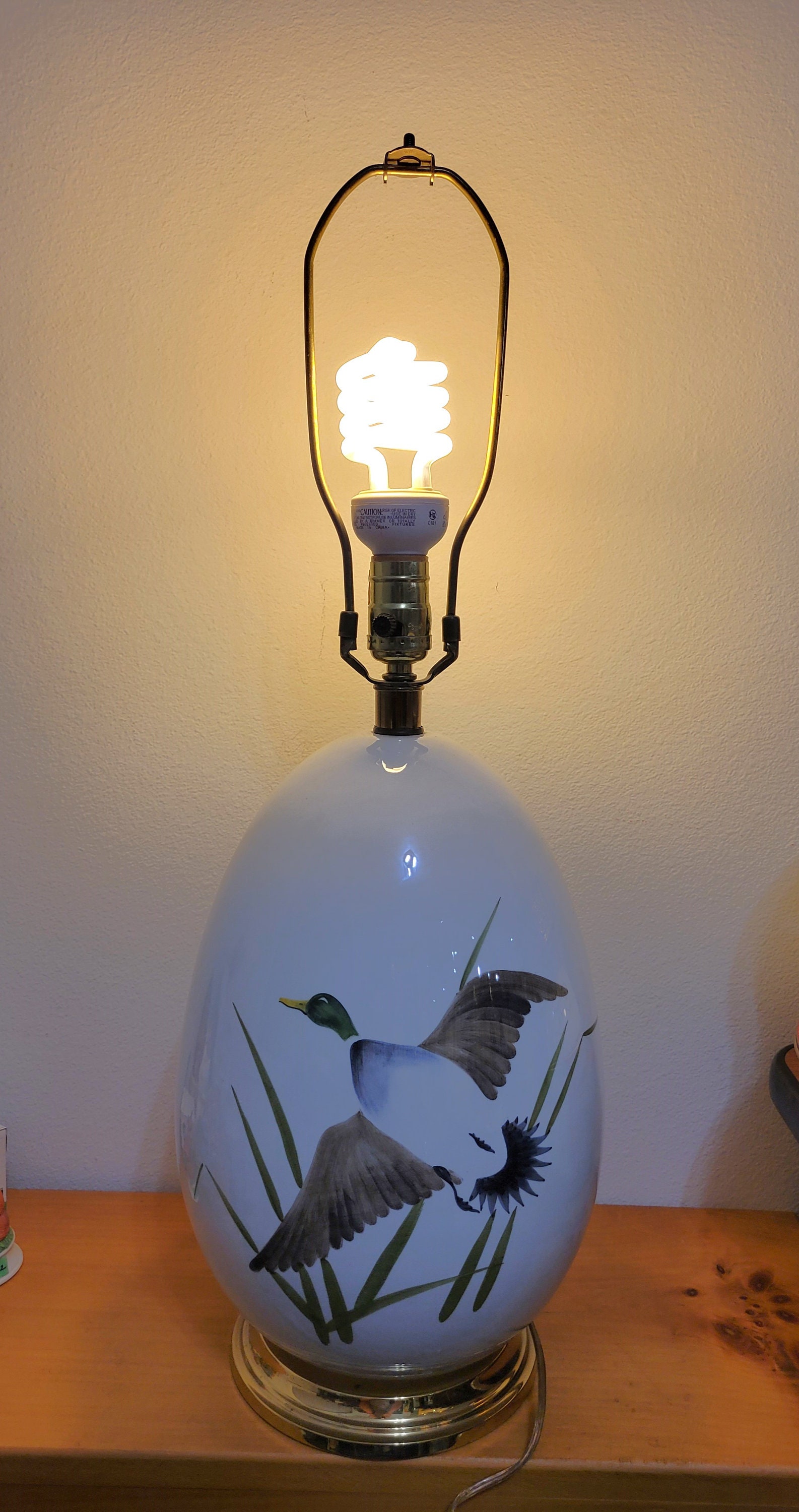 Vintage Ethan Allen Ceramic Egg Mallard Duck Lamp Hand Crafted in Italy ...