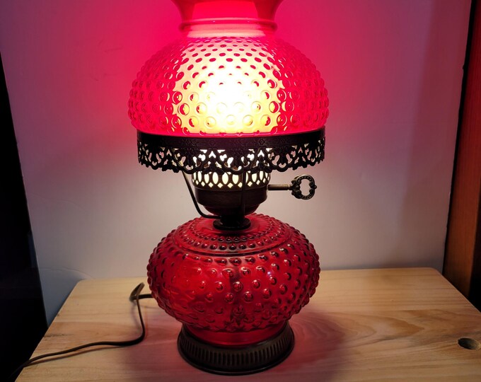 Vintage Fenton Ruby Red Hobnail Glass Gone With the Wind Style Table ...