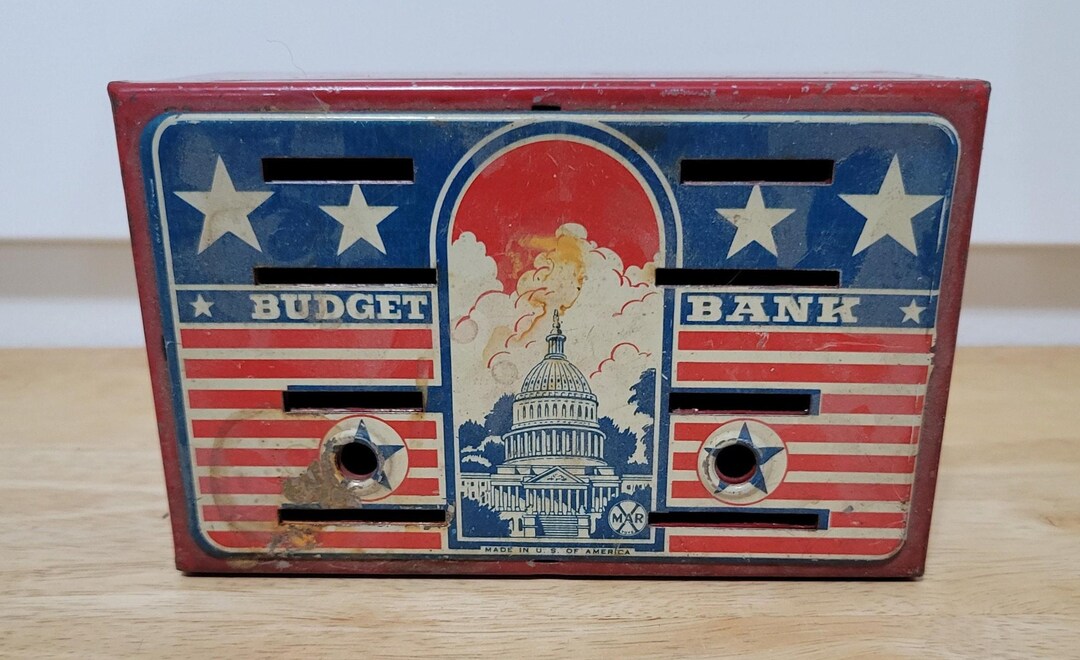 Vintage 1940s Marx Steel Coin Bank: US Capital Litho, Original Key - Etsy