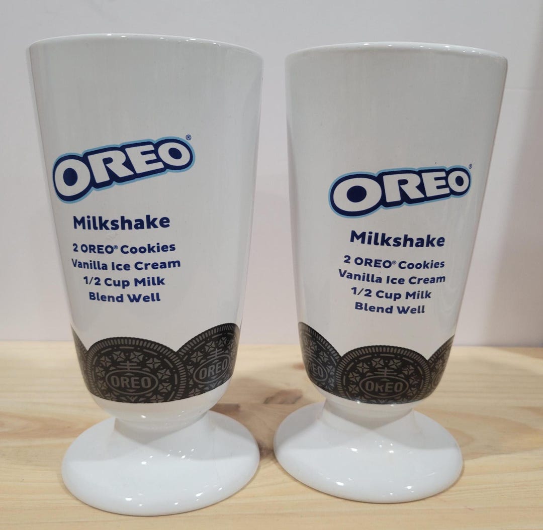 Fun Set of 2 Retro Tall Oreo Milkshake Ice Cream Parfait Ceramic Footed ...