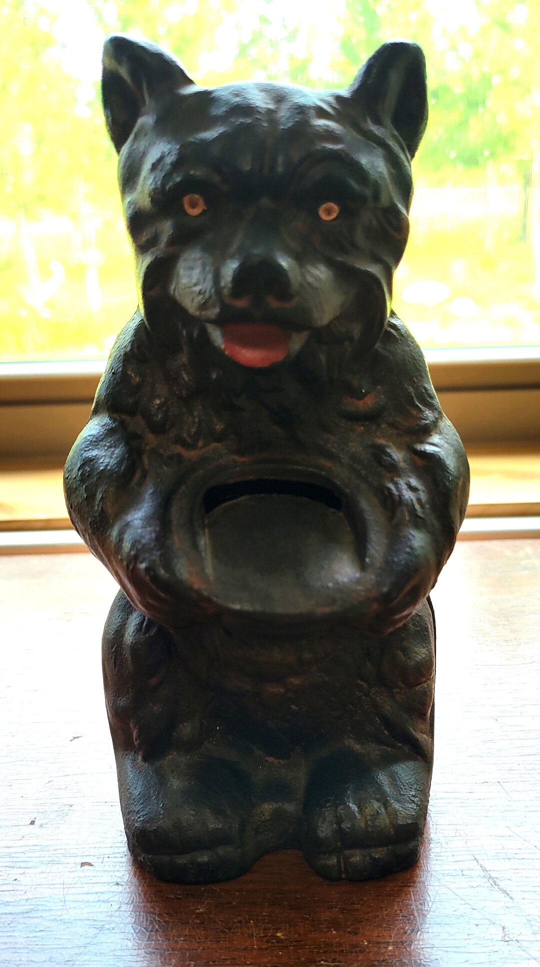 Vintage RARE Cast Iron Black Bear Still Bank Begging Bear Bank ...