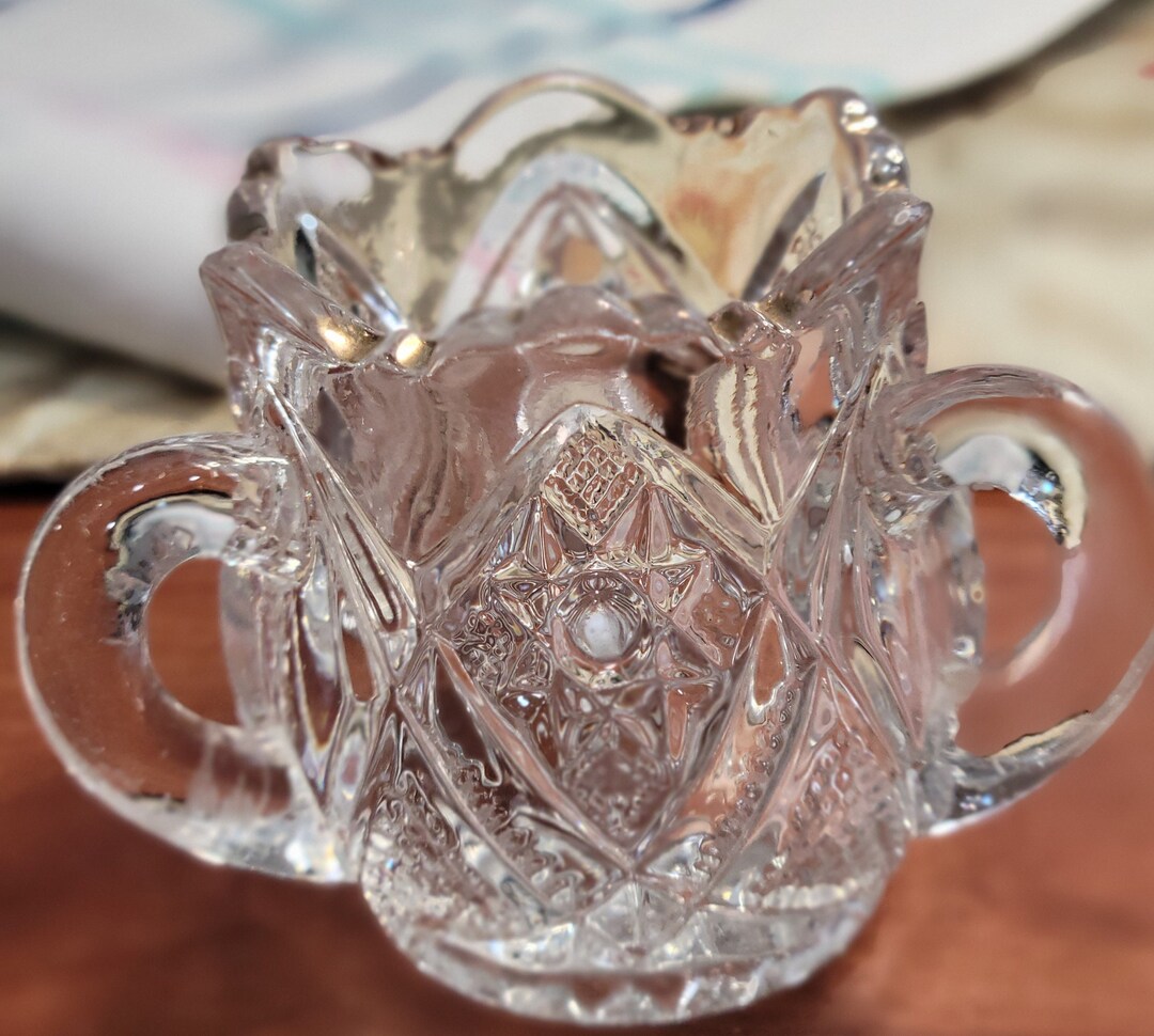 Vintage Early American Glass Minnesota Pattern Crystal Three Handled ...