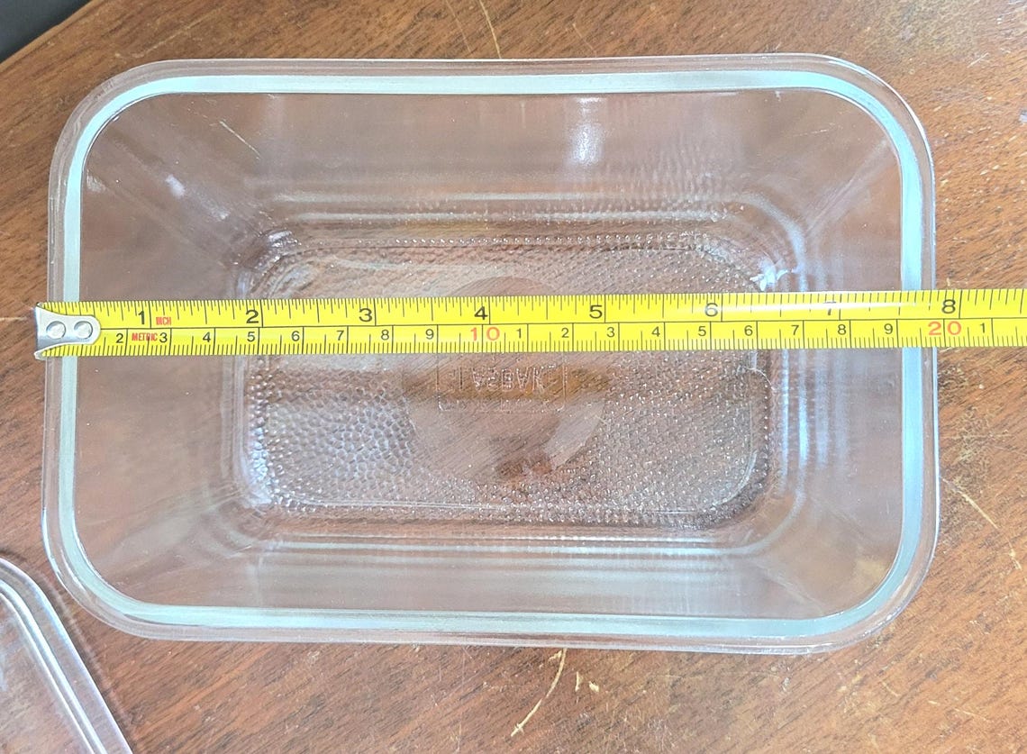 Vintage Glasbake Clear Glass Bread Loaf Pan, Art Deco Fin Lid, 1.5 ...