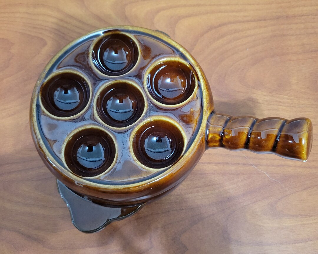 Vintage Ceramic Escargot Dish Set, Glazed Stoneware, 6-hole - Etsy
