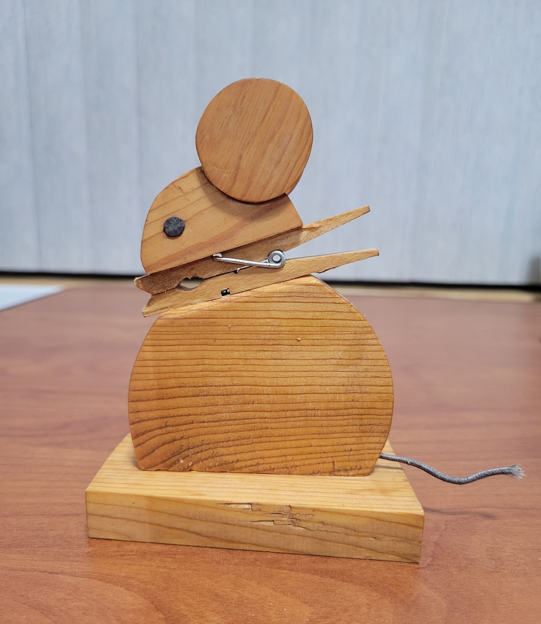 Vintage Wooden Mouse Recipe Card Holder With Sweet Leather - Etsy