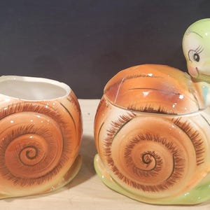 RARE 1950's Snappy the Snail Teapot, Cream and Sugar Snails, Salt and ...