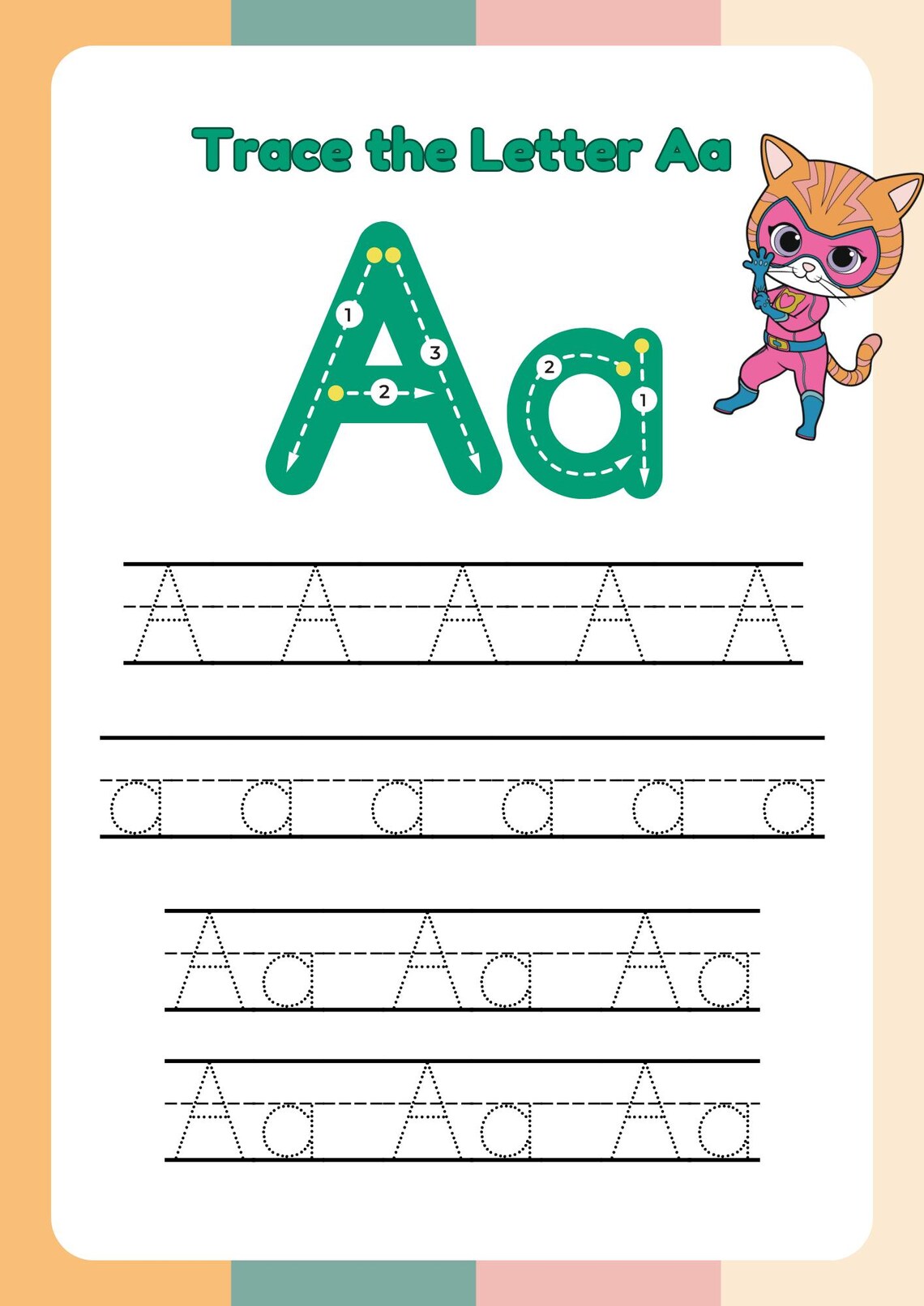 Super Kitties My ABC Tracing Alphabet Letters Sheet ( Digital) - Etsy