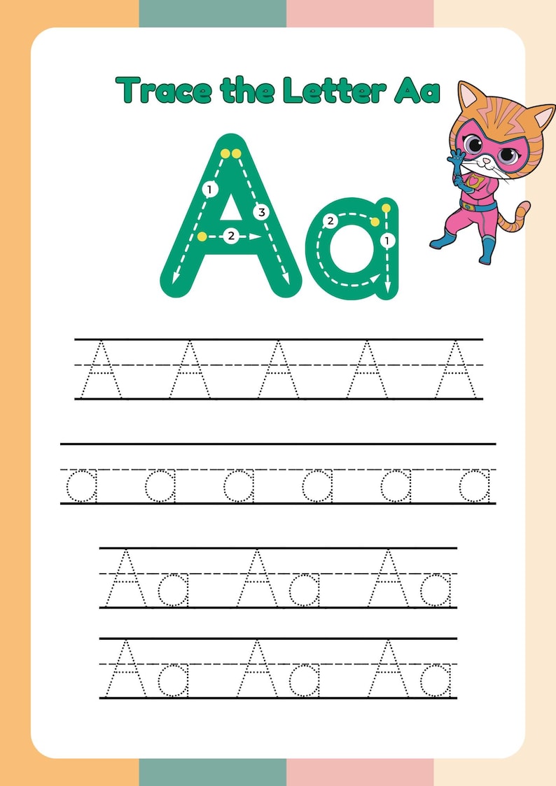 Super Kitties My ABC Tracing Alphabet Letters Sheet ( Digital) - Etsy