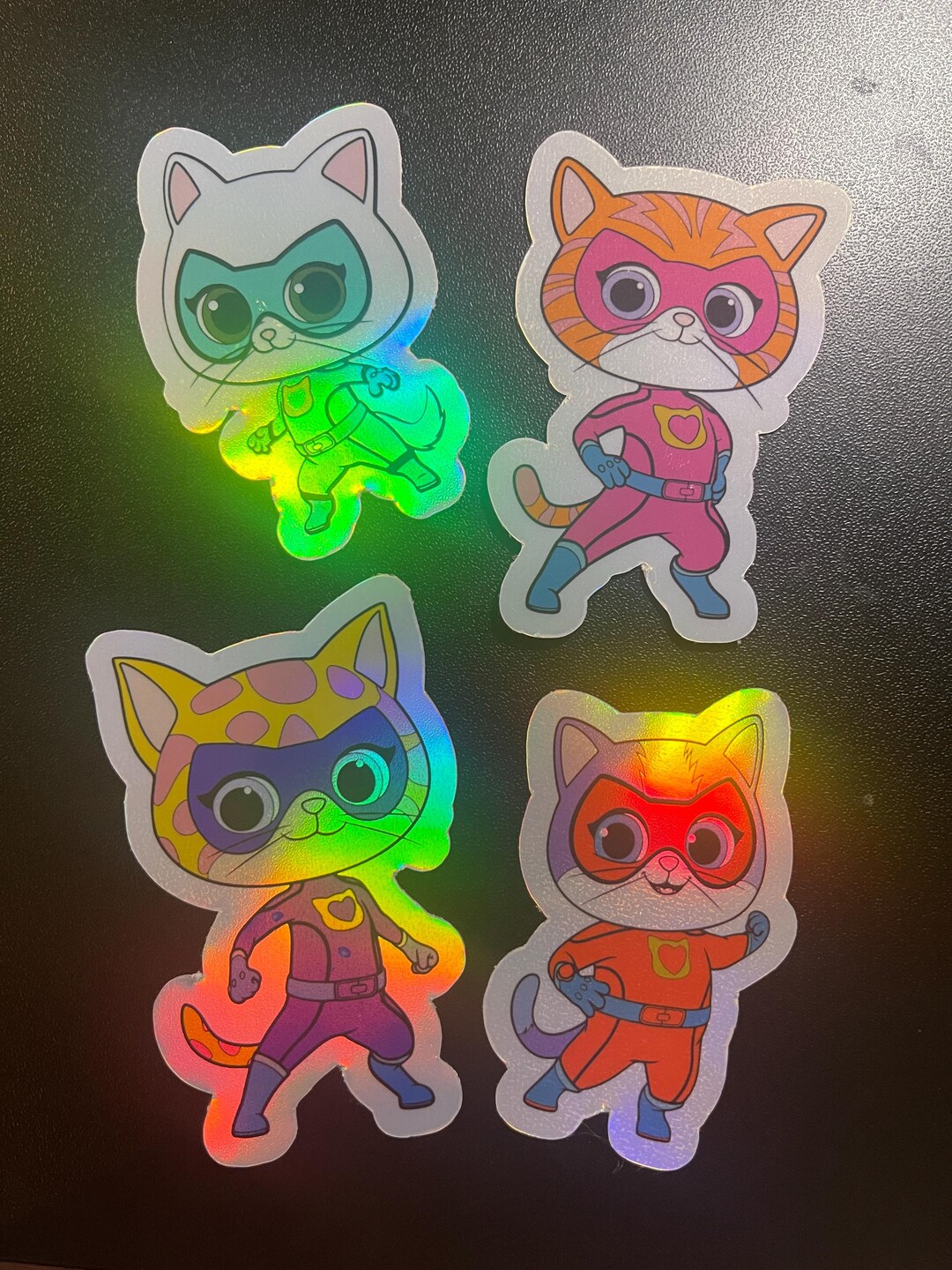 SUPER KITTIES LAMINATED Stickers - 4 Pcs- - Etsy