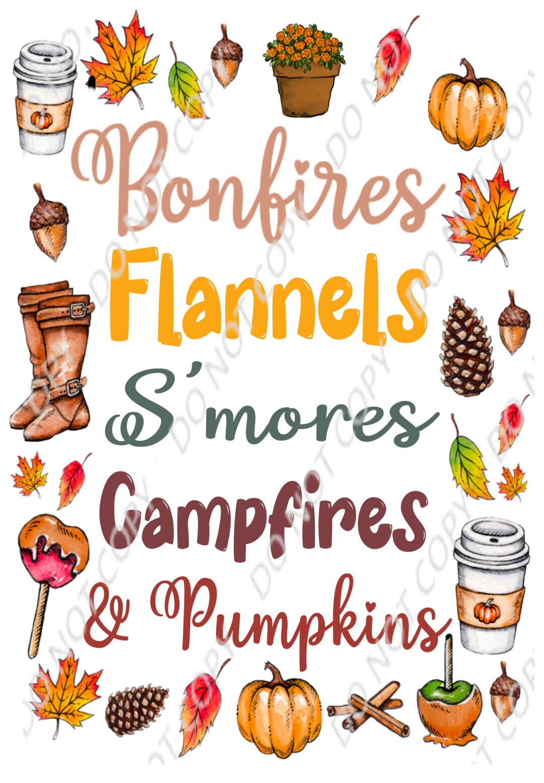 Flannels Bonfires S’mores Campfire and Pumpkins PNG Digital Download - Etsy