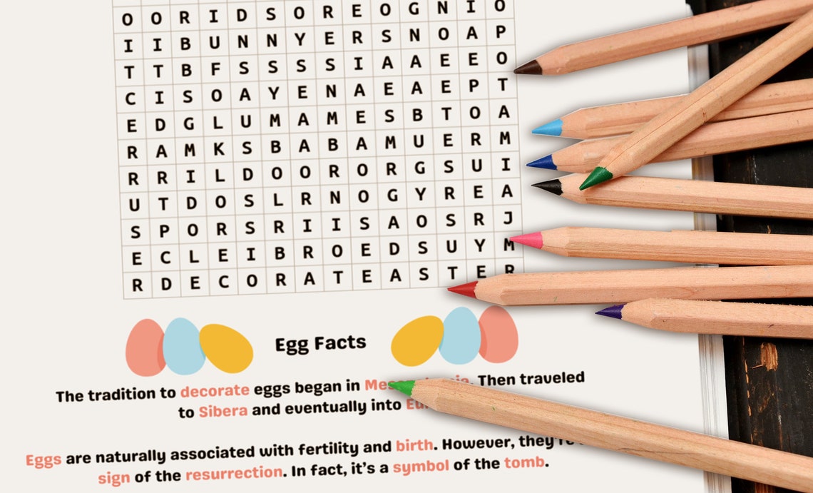 Egg Activity Sheets With Answer Keys Easter Word Search Christian ...