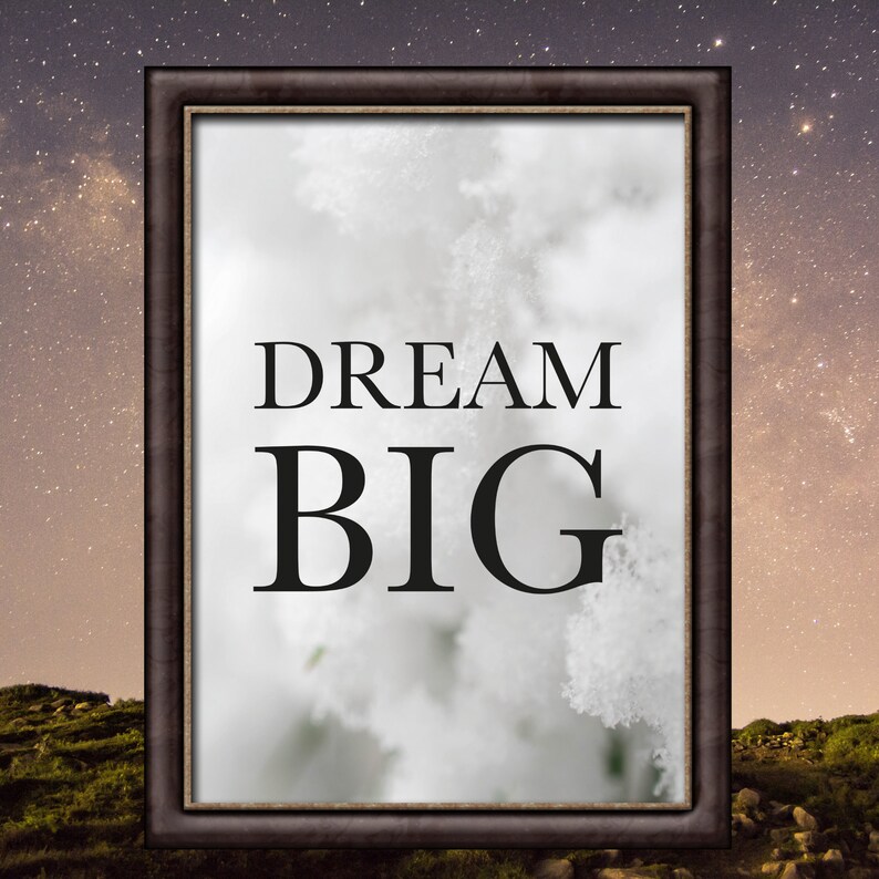 Positive Affirmation Printable Wall Art Dream Big - Etsy