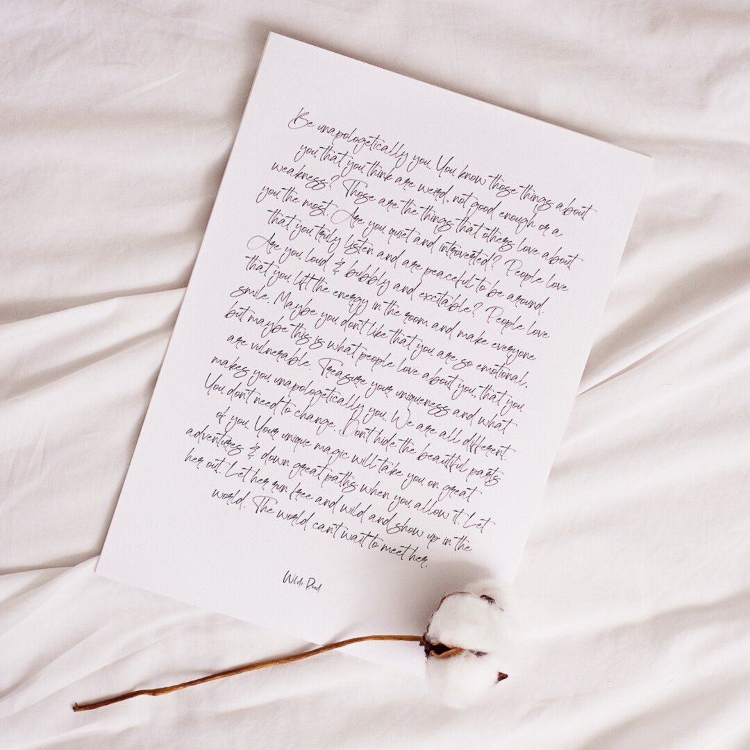 Be Unapologetically You Poem Digital Printable, Inspirational Quote, A4 ...