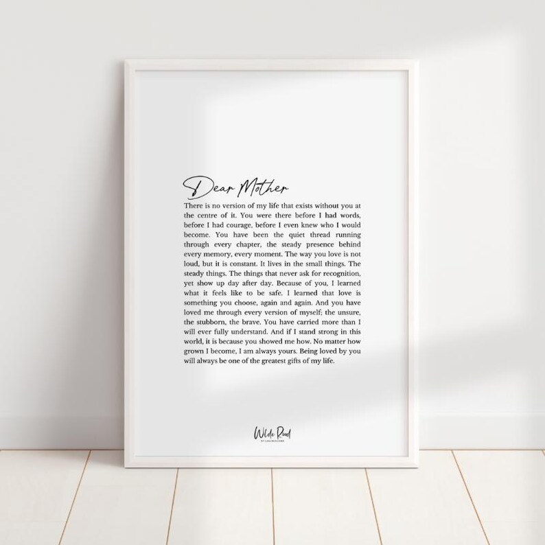 Dear Mother Love Letter Print – Sentimental Mother's Day Gift (digital ...