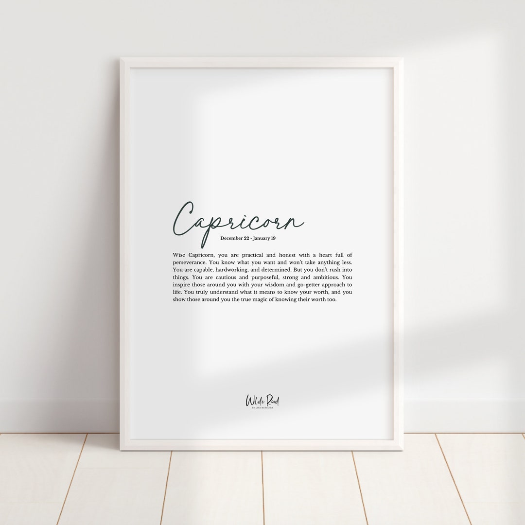 Capricorn Zodiac Digital Printable | Zodiac Sign Wall Art | Astrology ...
