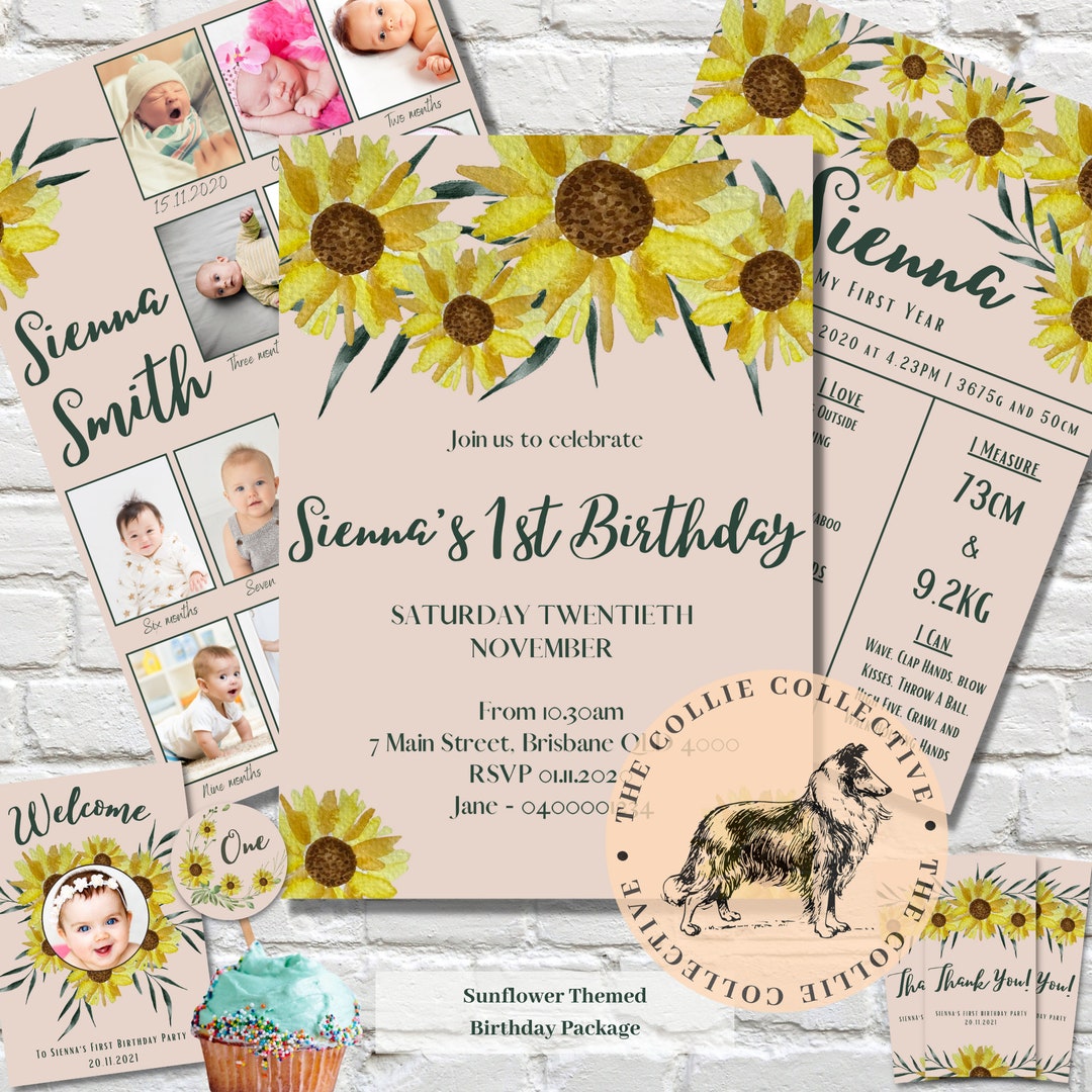 Sunflower Themed Birthday Party Digital File Package - Etsy