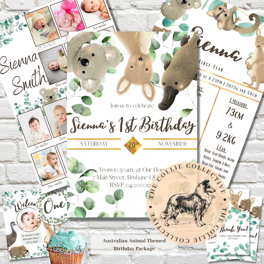 Australian Animal Themed Birthday Party Digital File Package - Etsy