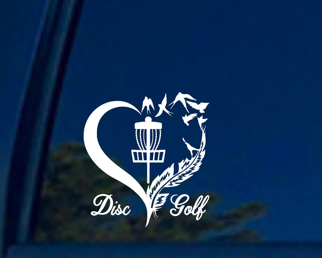 Disc Golf Vinyl Decal, Heart, Feather, Birds, Love, Disc Golf Sticker ...
