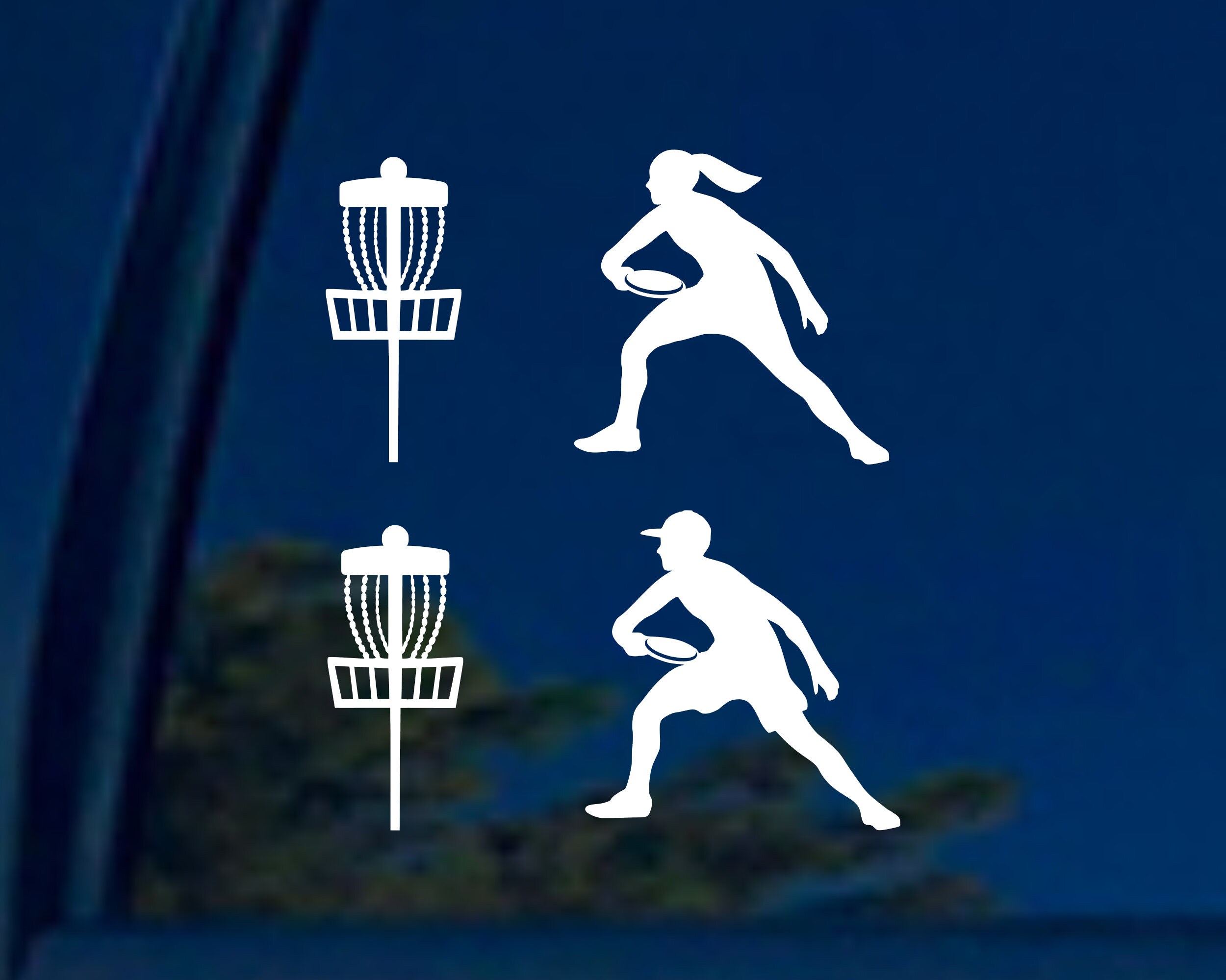 Disc Golf Vinyl Decal, Male or Female Silhouette, Throwing Into Basket ...